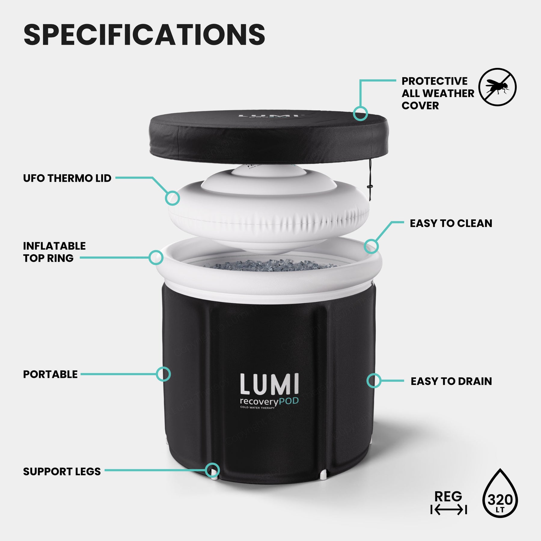 LUMI Recovery Pod™ Ice Bath - The Original Portable Ice Bath – LUMI Therapy